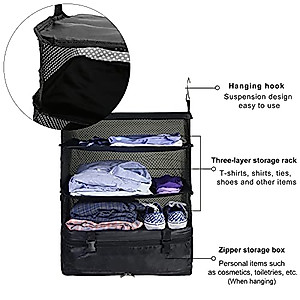Travel Shelves Bag, Save Space Durable Hanging Storage Bag Foldable with Hook Design for Travel for Family for Camping