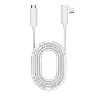 VR Streaming Link Cable Compatible for Oculus Quest, Cuxnoo Virtual Reality Headset Cable Angle USB 3.2 Gen1 C-C High-Speed Data Transfer, Fast Charging Cord, 15FT