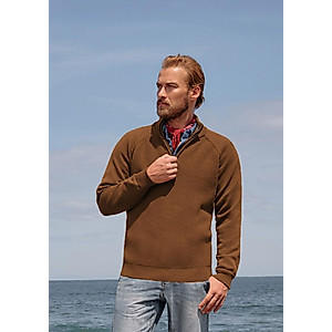 PJ PAUL JONES Mens Brown Sweater Turtleneck Men Quarter Zip Pullover Fall Sweaters for Winter XL