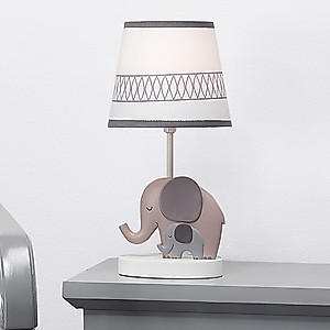 Bedtime Originals Elephant Love Gray/White Nursery Lamp with Shade & Bulb