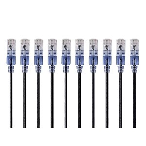 Monoprice Cat6A Ethernet Patch Cable - Snagless RJ45, 550Mhz, 10G, UTP, Pure Bare Copper Wire, 30AWG, 10-Pack, 14 Feet, Black - SlimRun Series