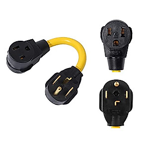 ONETAK NEMA 14-30P to 6-50R 240V 30 Amp 4 Prong Male Plug to 50 Amp 3 Prong Female Outlet Receptacle Generator Welder Dryer EV Charger Power Cord Adapter