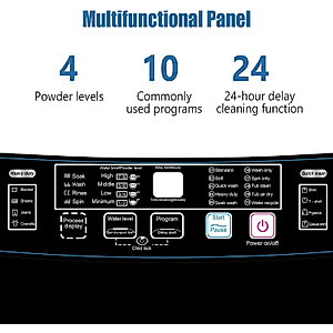KRIB BLING Portable Full Automatic Washing Machine 17.7 lbs Compact Washing Machine with LED Display, Drain Dump, 10 Wash Programs and 8 Water Levels Ideal for Dorms, Apartments, RV, Gold