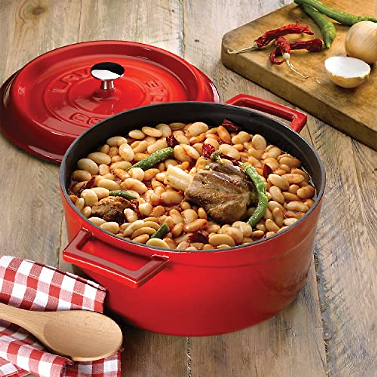 Lava Signature Enameled Cast-Iron Round Dutch Oven - 4-3/4 Quart, Cayenne Red