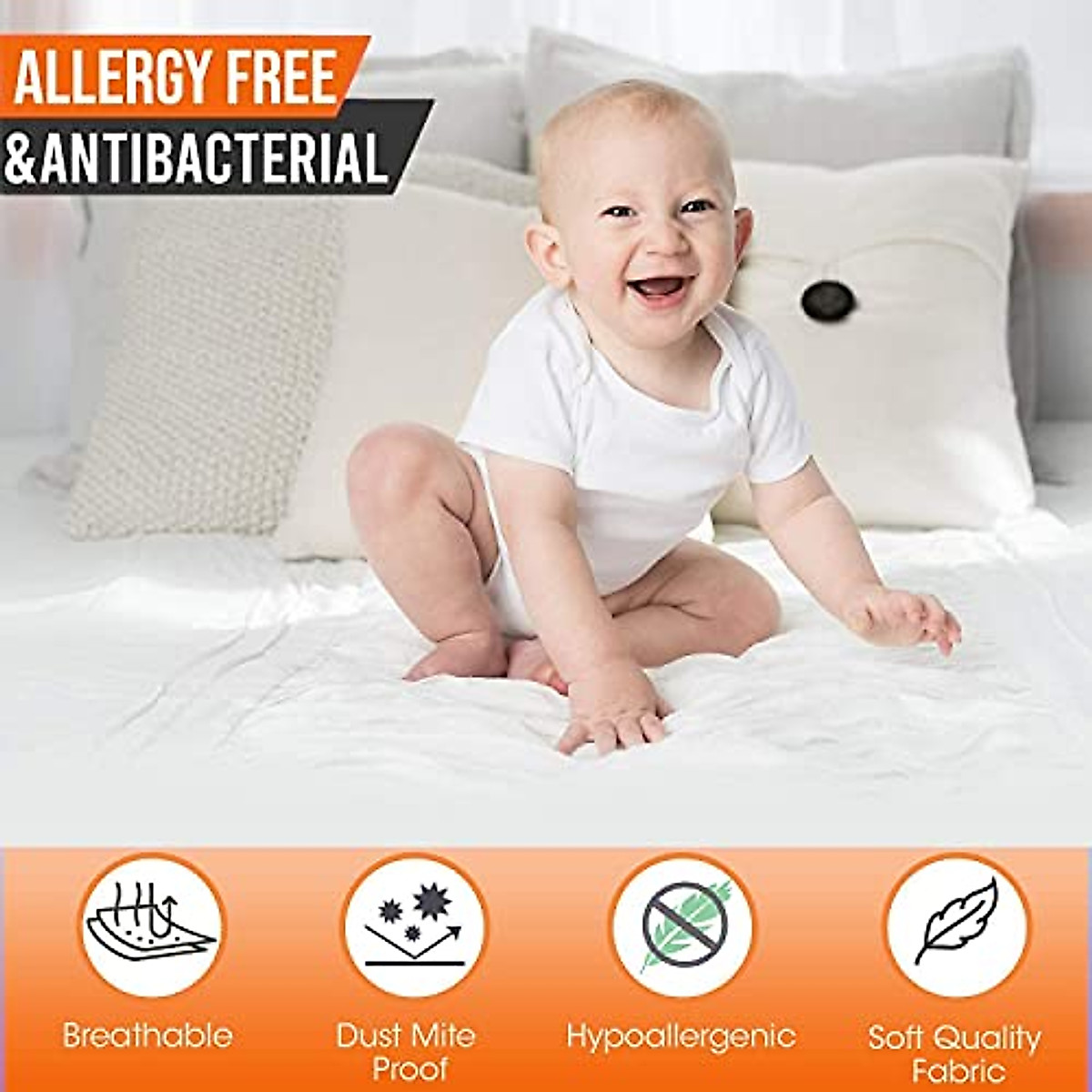 Guardmax Waterproof Crib Mattress Cover Fitted - Smooth and Quiet Toddler Mattress Protector - Machine Washable Crib Cover (28x52x6)