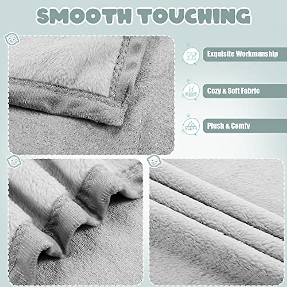 4 Pcs Daycare Cot Blanket Daycare Nap Blanket Cozy 28'' x 40'' Daycare Cot Rest Time Blankets for Kids, Toddler, Baby, Classroom, Preschool, Daycare or Nursery (Gray)