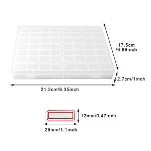 Serveyou 56 Grids Plastic Organizer Box with Dividers,Bead Organizer Box,8.35x6.89x1Inch Clear Portable with Label for Storage Beads, Crafts, Jewelry, Fishing Tackle