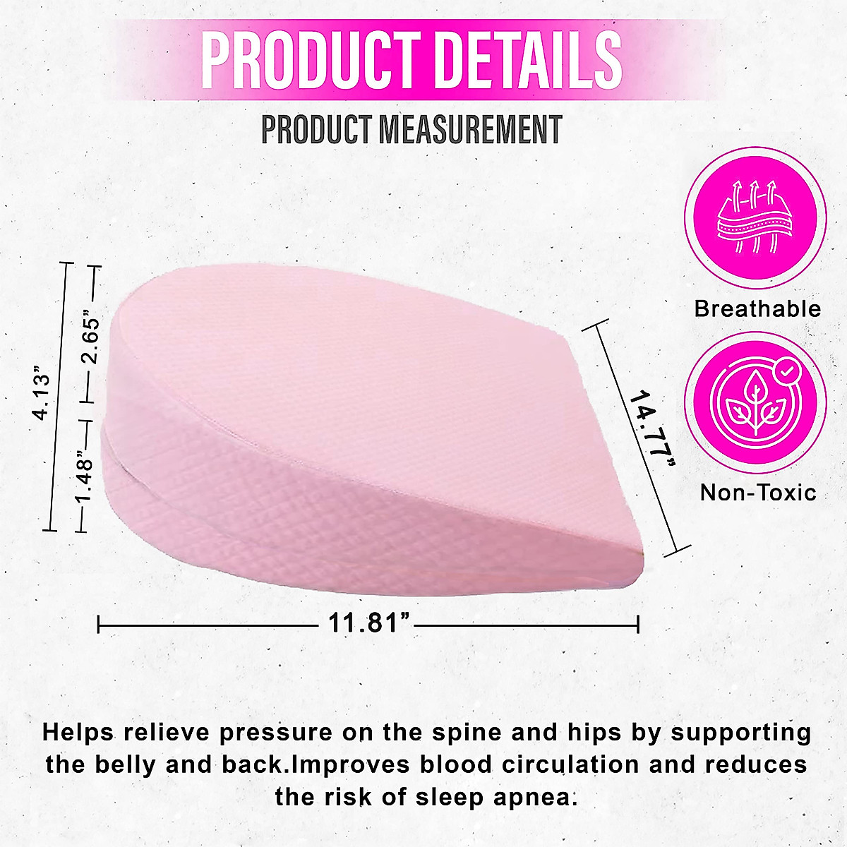 Pregnancy Pillows, Memory Foam Pillows, Pregnancy Must Haves, Wedge Pillow, Side Sleeper Pillow, Cooling Pillow with Removable Washable Modal Cotton Cover, Pregnancy Pillows for Sleeping, (Pink)