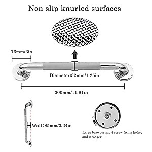 Bath Grab Bar Shower Handle Bath Grab Bar Handle With Anti Slip Grip 12inch/300 Mm 2 Pack 304 Stainless Steel Bathroom Grab Bar Shower Safety Handle For Bathtub Toilet Bathroom Kitchen Stairway H