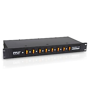 PYLE-PRO 8 Outlet Strips Electric Rack Mount PDU Unit w/ Digital Display and Surge Protection, 1U/15A/120V Aluminum Alloy Power, Covered w/ ON/OFF Switch, Wide Usage & Built-In Circuit Breaker