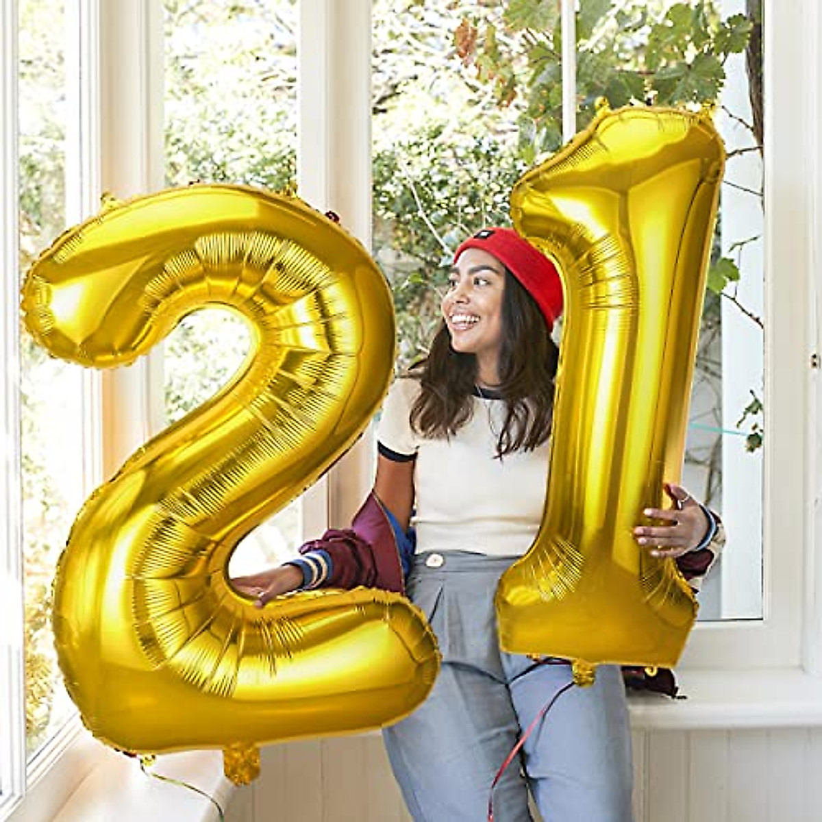 JOYYPOP 40 Inch Gold Number Balloons Foil Large Helium Number 2 Balloon for Birthday Anniversary Graduation Party Decorations