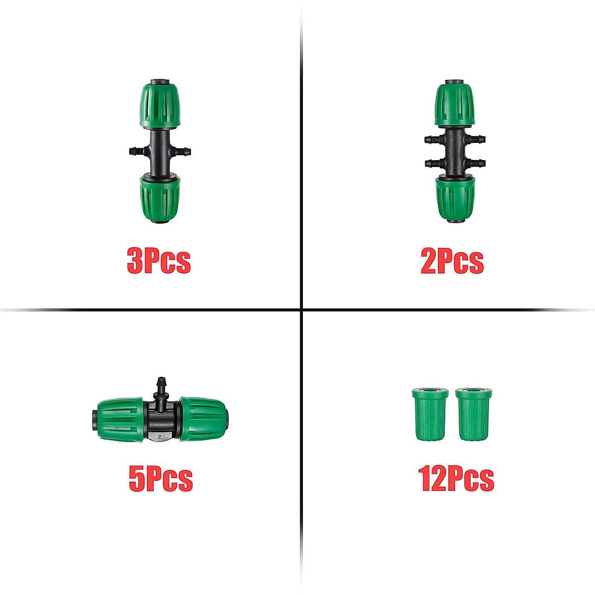 1/2 inch Tubing (1/2" ID x0.6-0.63" OD) 16mm to 1/4 inch Irrigation Tube Anti-Drop Barbed Hose Fittings (Fits 13mm ID / 4mm ID) (1/2 TO 1/4 inch Fittings Kit)