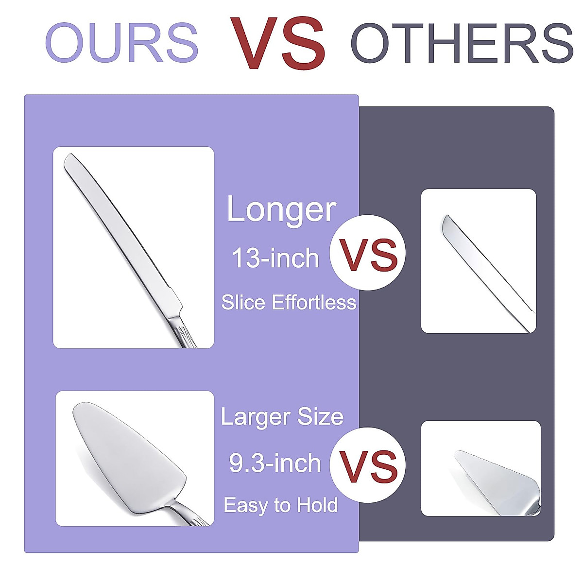 Seeshine Silver Cake Cutter Set, Stainless Steel Cake Cutting Set Include Cake Knife and Cake Server, Suitable for Wedding, Birthday, Parties and Events