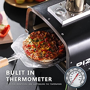 PIZZELLO Outdoor Pizza Oven Propane & Wood Fired Stainless Steel Pizza Grill with Gas Burner, Wood Tray Pizza Stone, Pizza Peel, Carry Bag, Pizzello Forte Gas (Black)