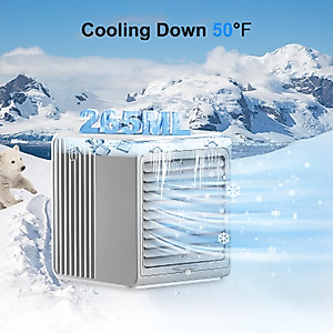 Cozzyben Mini Air Conditioner Portable Water Small USB Ac Unit Personal Evaporative Swamp Cooler Ice Fan for Desk Room Bedroom Car Camping Tent