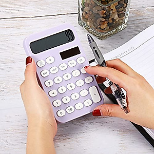 PATIKIL Cute Basic Calculator, Standard Function Portable Desktop Electronic Calculators Large 12 Digit LCD Display for Home Office, Light Purple
