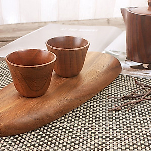 Wooden Cup, 4Pcs Wooden Cup 75ml Natural Wood Healthy Safe Nontoxic Retro Style Heat Insulation Wooden Tea Cups