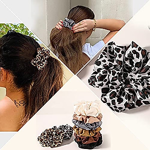 Scrunchies Hair Ties Silk Satin Scrunchy - Hair Elastics Bands Ponytail Holder Pack of Neutral Scrubchy Hair Accessories Women Girls