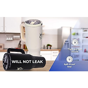 WILANKAR Tumbler 40oz Water Bottle with Lid, Handle & Flip Straw – Leakproof, Cup Holder-Friendly Travel Cup, Insulated Stainless Steel, Dishwasher-Safe, BPA-Free (Black)