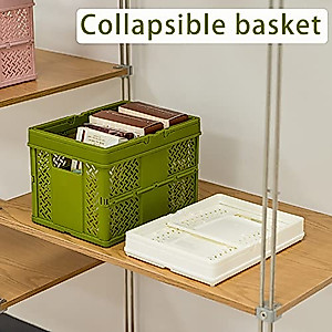 Grocery Basket Collapsible Crates for Storage, Instant Crate Collapsible Shopping Basket Milk Crate Storage Trunk Plastic Basket with Handle for Sundries/food/clothes