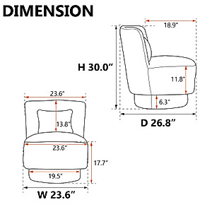 HANLIVES Swivel Barrel Chair|360 Degree Comfy Teddy Fabric Round Swivel Accent Chair with Pillow|Square Swivel Boucle Single Club Sofa Chair for Living Room,Hotel,Bedroom,Office,Lounge(White)
