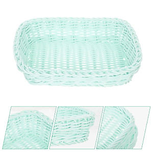 LUOZZY Wicker Woven Storage Basket Tabletop Storage Basket Woven Basket House Supplies (Light Green)