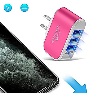 SuanlaTDS Luminous 3-Port Charger Charging Head,Macaron Color Portable Charging Head for Bedroom Home Office