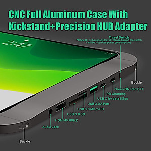 OKUT USB C Hub Case – 7 in 1 Full Aluminum Adapter with 4K HDMI, USB-C PD & Data, SD/Micro Reader, USB 3.0 & 3.5mm Jack Compatible with iPad Air 2020 11 inch/iPad Pro 10.9 inch 2020 & 2018 (Gray)…