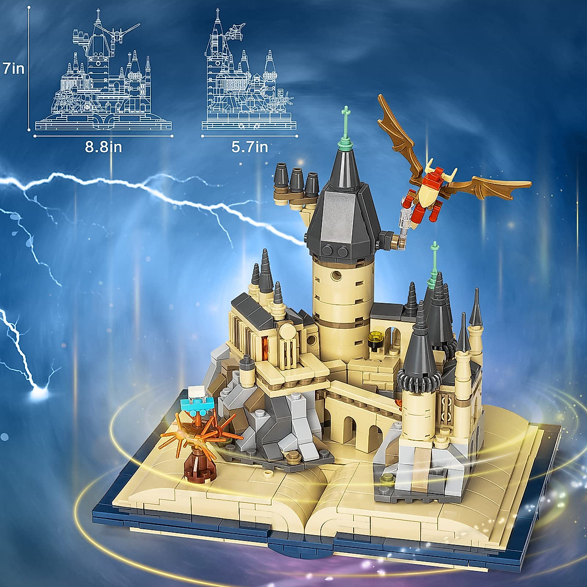 Haiwon Magic Castle Book Building Set, Creative Castle Architecture Building Blocks Toy, Wizarding World Collectible Display Model for Adults, Gift for Boys Girls Kids Aged 8-14 - 749 Pieces