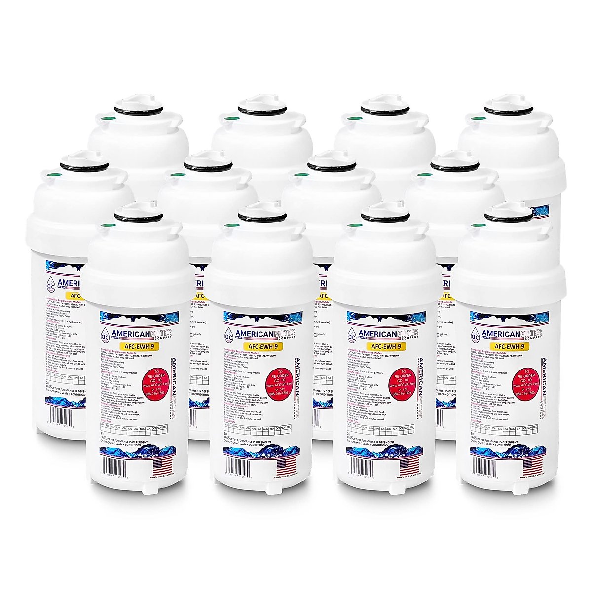 AFC Brand, water filter, Model # AFC-EWH-9, Compatible with HTHB HACG8PV NF,HTHB OVLEBP I,HTHB OVLER I,HTHB-HAC8BLSS-NF - 12 Pack