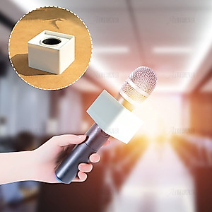 AUEAR, Square White Mic Flag Cube Shaped Microphone Logo Custom Flag for News Interview KTV
