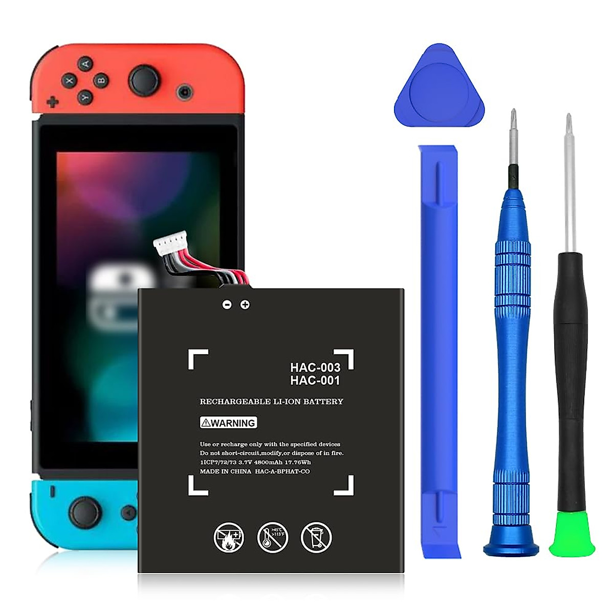 HAC-003 Battery, Upgraded 4800mAh Replacement Battery for Nintendo Switch 2017 Game Console HAC-001 HAC-A-BPHAT-C0 HAC-S-JP Internal Battery