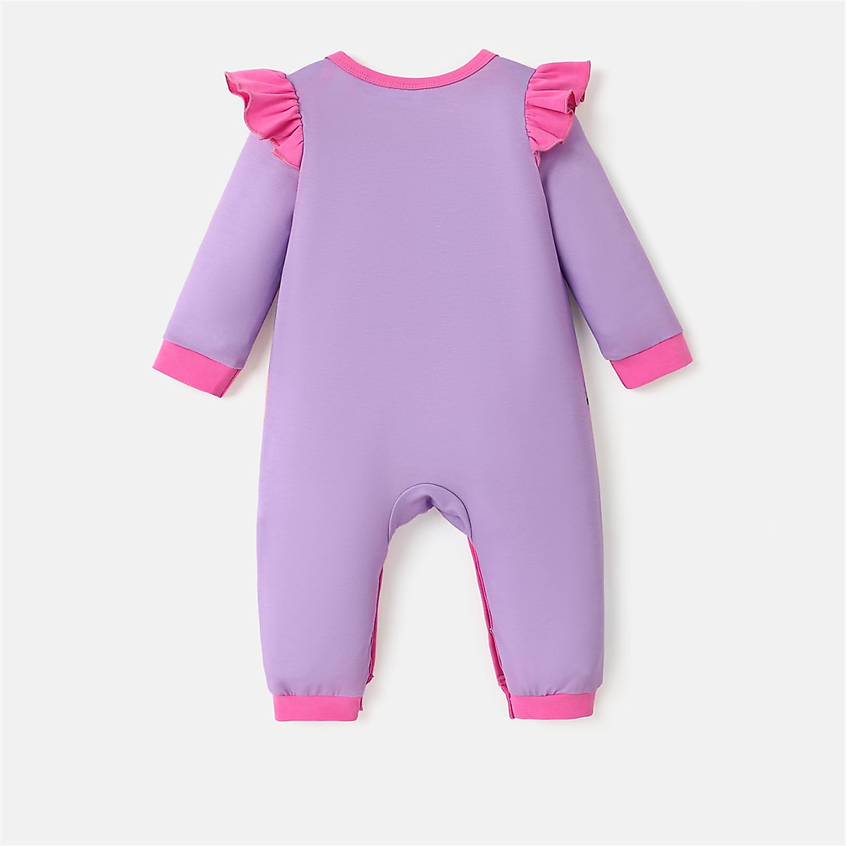 Disney Princess Rapunzel Ariel Belle Tiana Baby Girls Ruffle Long Sleeve Romper Newborn to Infant Purple 6-9 Months