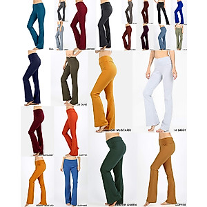 Zenana Premium Cotton FOLD Over Yoga Flare Pants, Black, Medium