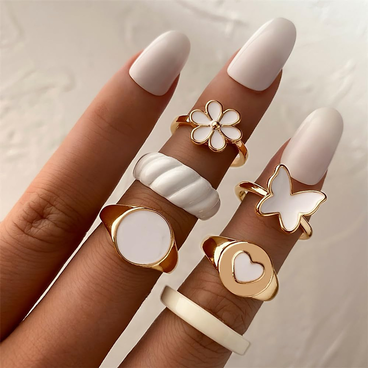 KISS WIFE 24Pcs Gold Knuckle Rings Set for Women, Vintage Stackable Boho Midi Finger Ring Sets, Cute Y2K Aesthetic Rings Pack Trendy Jewelry Gift for Her (6pcs style B)