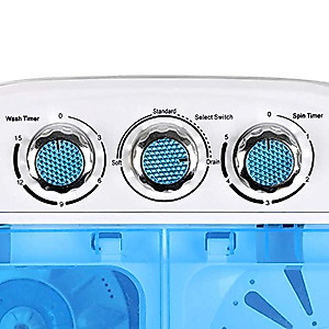 Saturnpower Portable Washing Machine, 9.9lbs Mini Compact Twin Tub Washer Drum Washing Machine Laundry Washer w/Spin Cycle Basket and Drain Hose