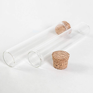 VOFUWS 30pcs 25ml Clear Flat Glass Test Tubes with Cork Stoppers for Scientific Experiments, Party Decorations, Candy Storage,as Bath Salt Containers(20×100mm)