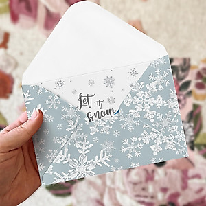 Artoid Mode 24 Pack Let It Snow Thank You Cards Snowflake Snowman Xmas Tree Greeting Cards Gift With Envelope Sticker Blank Note Cards for Birthday Wedding Baby Shower Bridal Shower, 4 x 6 Inch