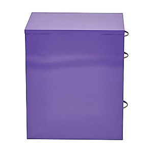 OSP Home Furnishings HPB Heavy Duty 3-Drawer Metal File Cabinet for Standard Files and Office Supplies, Purple Finish