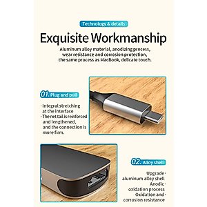 USB C Hub, 6 in 1 USB C Docking Station with 4K HDMI, 1 USB 3.0/1 USB 2.0, PD, SD/TF Card Reader, Type-C Data Transfer., space grey