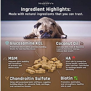 Majesty's Buddy Bites Grain Free Hip & Joint Support Dog Treat Supplement, Carob & Sweet Potato Wafers for Medium & Large Dogs - 112 Count Bag (Up to 16 Week Supply)