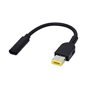 CERRXIAN 15cm 65W PD USB Type C Female Input to Slim Tip Power Charging Cable for Lenovo Thinkpad E440 E450 E550 E560 T430 T440 T440S Lenovo Yoga 13 Yoga 11S(Square s)