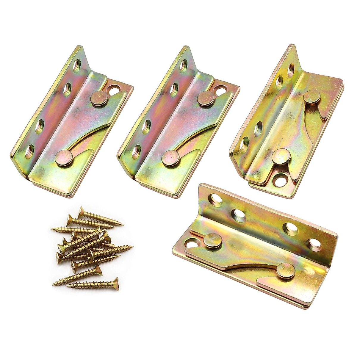 LBY Bed Rail Brackets, Heavy Duty Non-Mortise Bracket Fastener, Bed Buckle Lock, Bed Rail Fittings, Invisible Bed Connector, (a Set of 4 Pay),with Screws