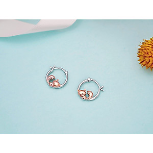 Mothers Day Gifts Fox Earrings 925 Sterling Silver Cute Little Fox Hoop Earrings Fox Jewelry Gifts for Women Friends