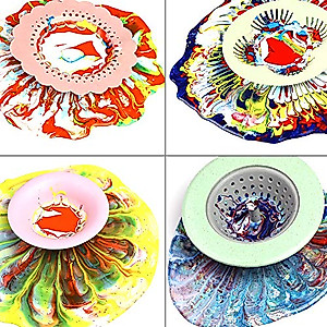 Acrylic Pouring Strainers, Angela&Alex 7 PCS Flow Painting Tools Art Supplies Kits Drawing Flow Fluid Sets Strainers Plastic Silicone Drain Basket Unique Pattern