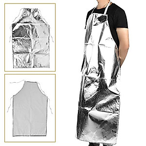 Tangxi Heat Proof Apron for Cooking BBQ,Lace Up Heat Resistant Apron,High Temperature Working Apron,1000℃ Heat Resistant Aluminum Foil Apron,Manufacturing Safety Work Apron