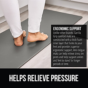 Gorilla Grip Antifatigue Mat Set of 2 and Chair Pads Set of 2, Antifatigue Mats Size 17x48 and 17x24, Supportive Memory Foam, Chair Cushion Size 16x16, Microfiber, Both in Gray, 2 Item Bundle