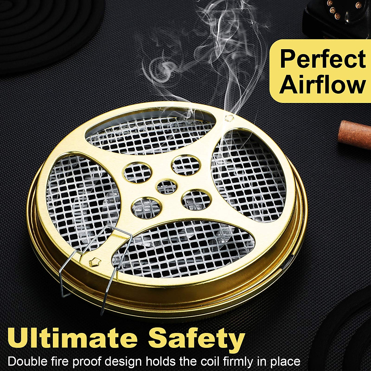 Mosquito Coil Holder Sandalwood Coil Holder Portable Sandalwood Incense Burner Metal Incense Repellent Holder for Outdoor Use Deck Patio Camping Supplies (4 Pieces)