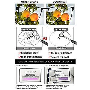 OCCI CHIARI Blue Light Blocking Reading Glasses Men Square Magnification 0 1.0 1.5 2.0 2.5 3.0 3.5 4.0 5.0 6.0 (Black,2.0)