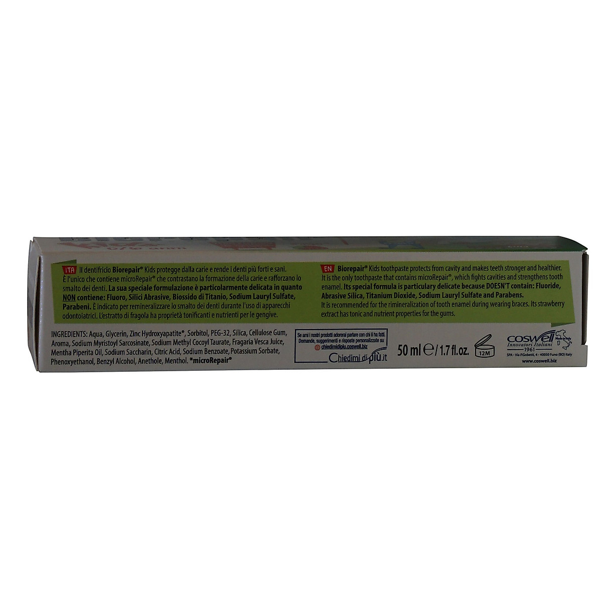 Biorepair Set Kid Oral Care Junior Toothpaste 1.7 fl.oz,50ml and Toothbrush